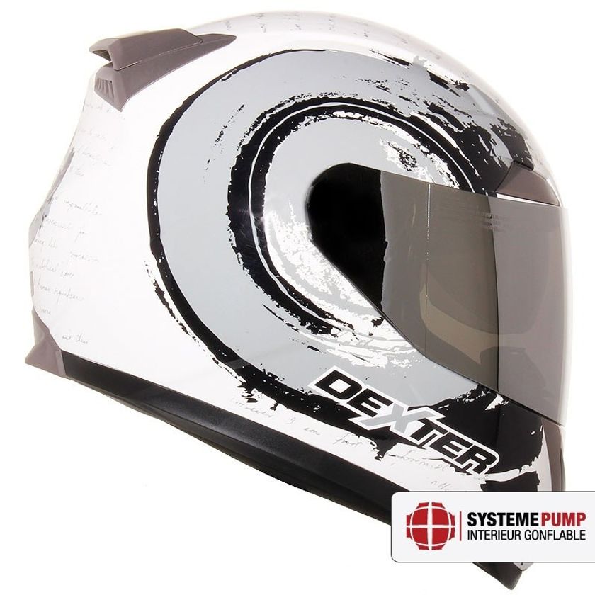 Casque intégral Dexter PSYCHIC PUMP BLANC/NOIR - Motoblouz.com