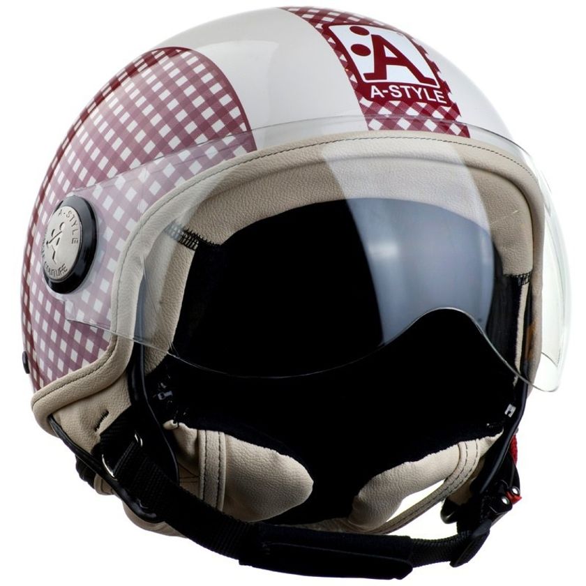 Casque jet A-Style CHIC VICHY - Motoblouz.com