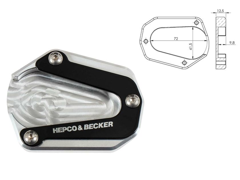 Stand extension Hepco & Becker lateral - black/silver - Motoblouz.com