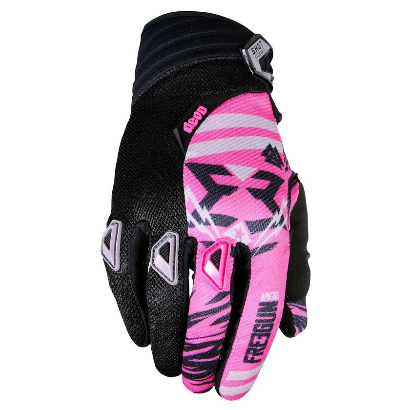 Gants cross Shot DEVO TROOPER NEON ROSE GRIS ENFANT - Motoblouz.com