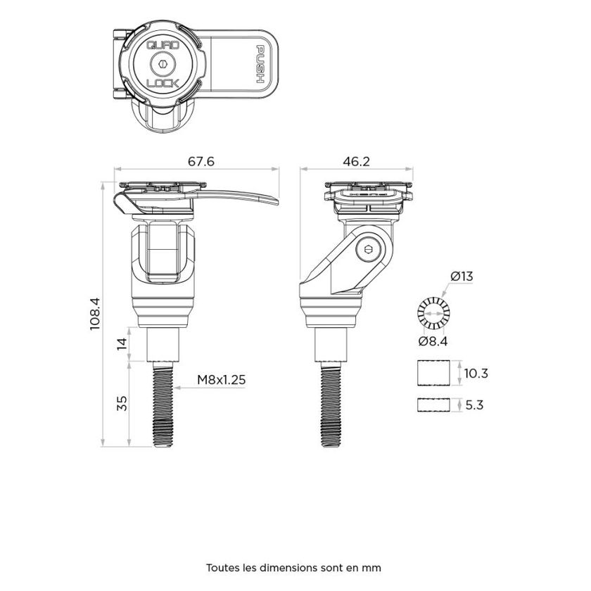 Support Smartphone Quad Lock à tige filetéePRO - Motoblouz.com