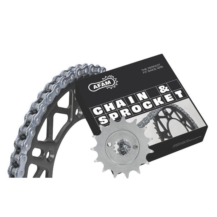 Kit chaine AFAM 520 Type Acier - Motoblouz.com