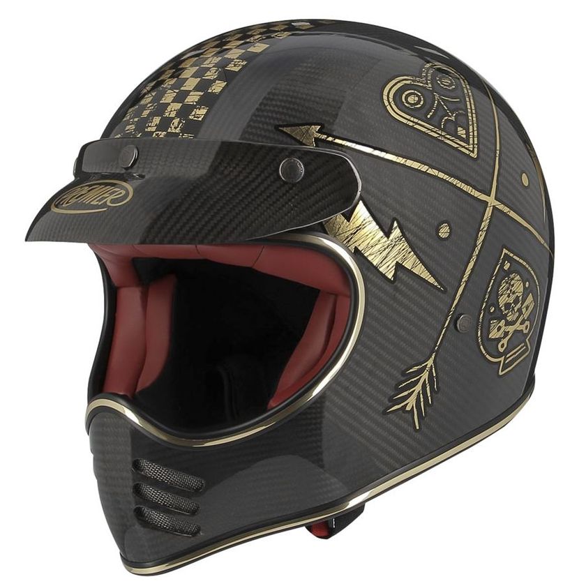 Full-face helmet Premier MX - CARBON - NX GOLD CHROMED - Motoblouz.com