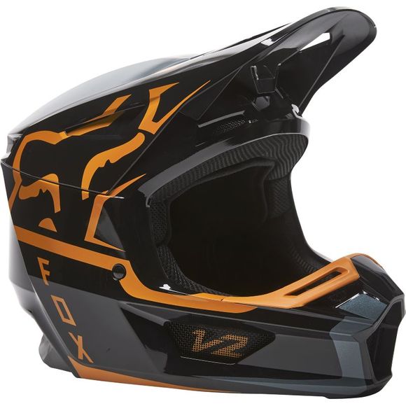 Casque cross Fox V2 MERZ - BLACK GOLD - Casque cross - Motoblouz.com