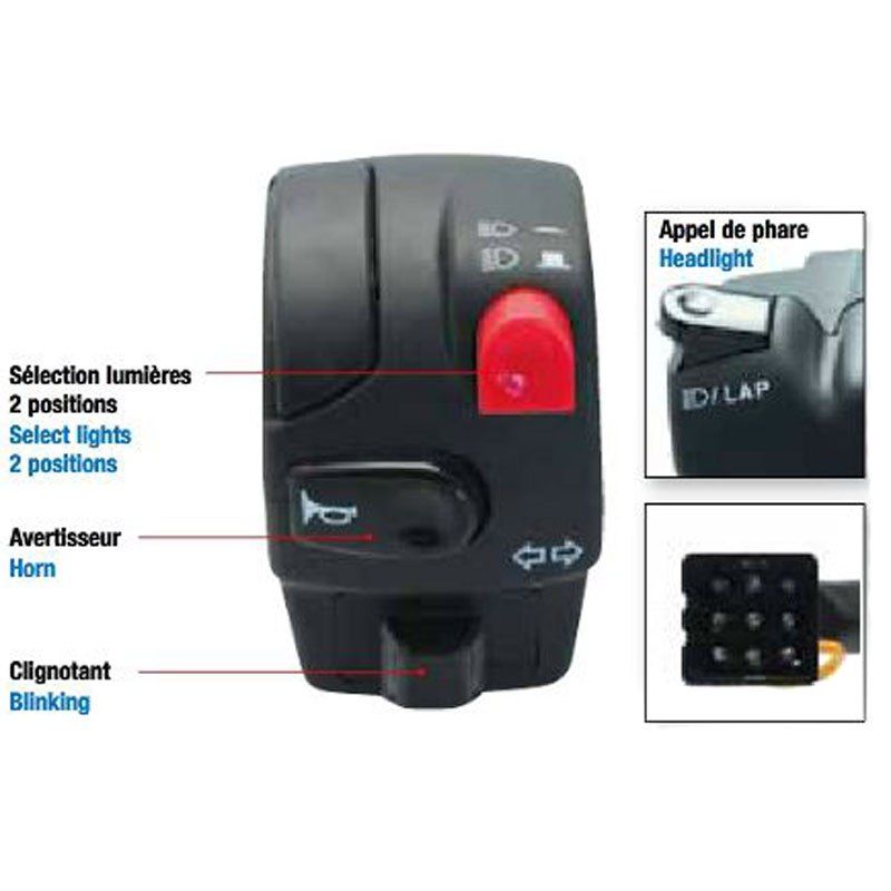 Commodo électrique Domino gauche 4 fonctions - Customisation moto ...